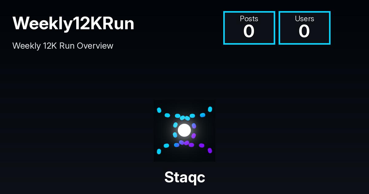 Weekly 12K Run | Staqc | Track and Analyze Your Health Data